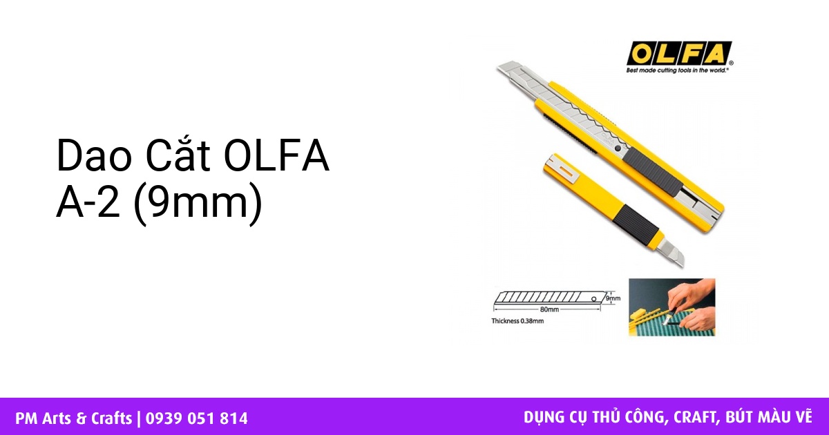 Dao Cắt OLFA A-2 (9mm), Dao cắt Olfa A-2, dao cắt OLFA, dao rọc giấy OLFA, olfa a-2