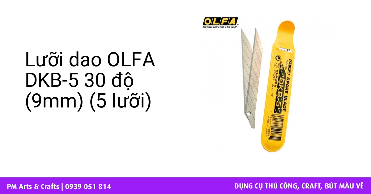 Lưỡi dao OLFA DKB-5 30 độ (9mm) (5 lưỡi), Lưỡi dao OLFA DKB-5, lưỡi dao 30 độ, lưỡi dao 9mm ...