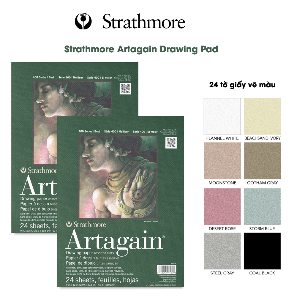 Tập giấy vẽ Strathmore Artagain size 9x12'', Strathmore artagain ...