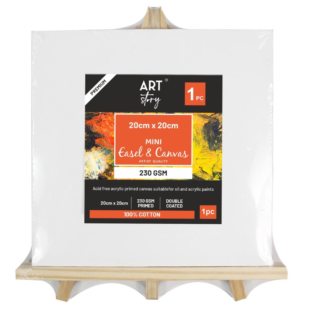 Canvas 20cm kèm giá vẽ, canvas khung gỗ, giá vẽ canvas, giá vẽ để bàn